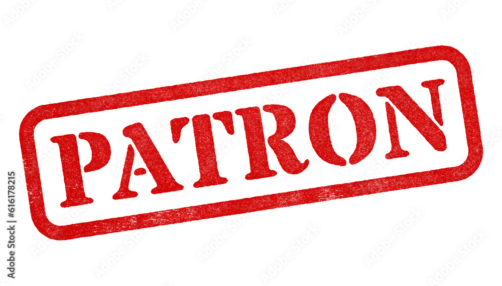 Patron red rubber stamp isolated on transparent background with ...