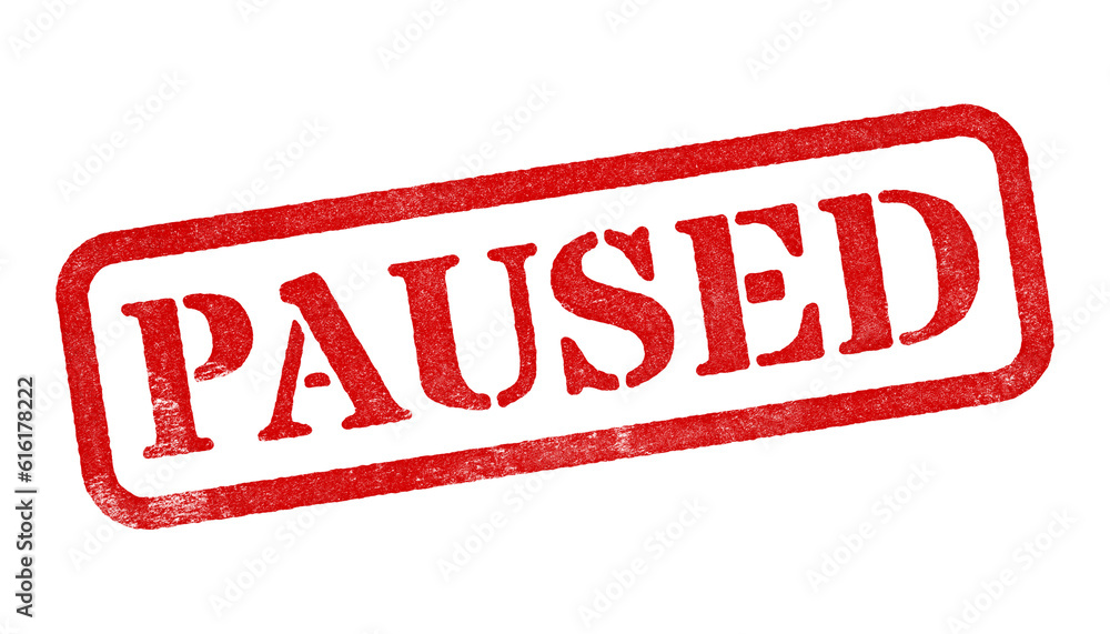 Paused red rubber stamp isolated on transparent background with ...