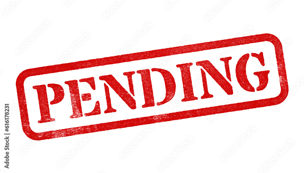 Pending red rubber stamp isolated on transparent background with distressed texture effect Stock ...