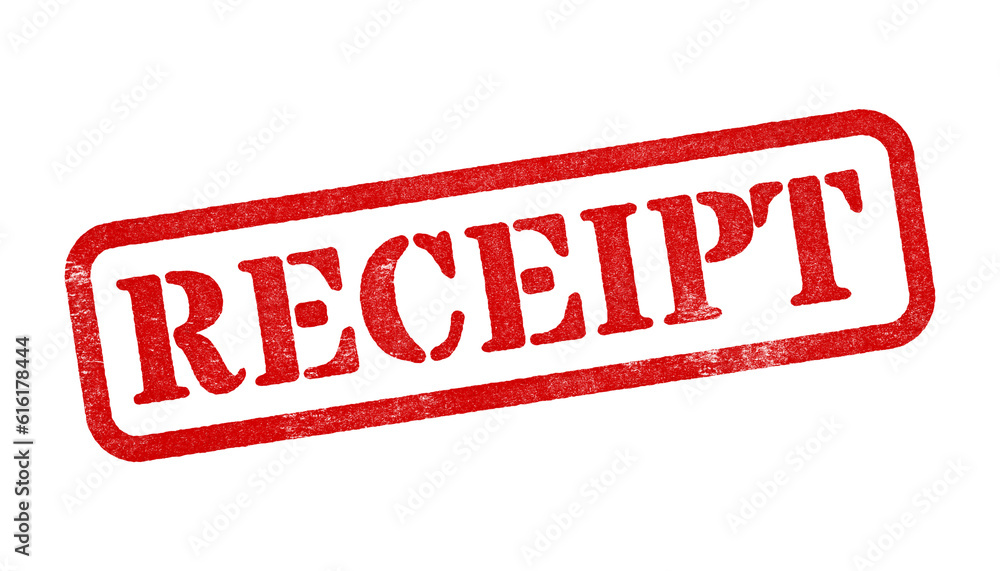 Receipt red rubber stamp isolated on transparent background with ...