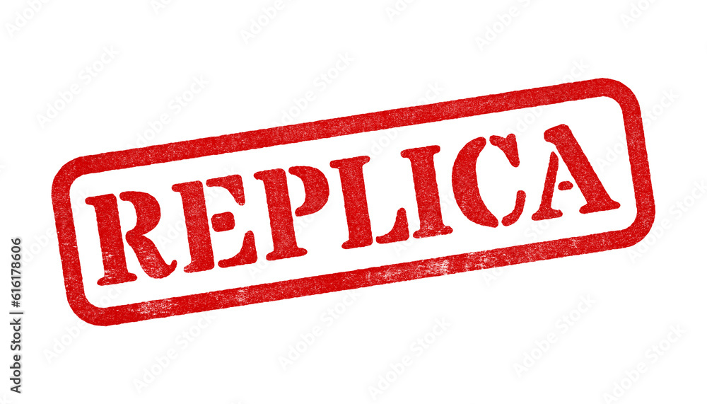 Replica red rubber stamp isolated on transparent background with ...