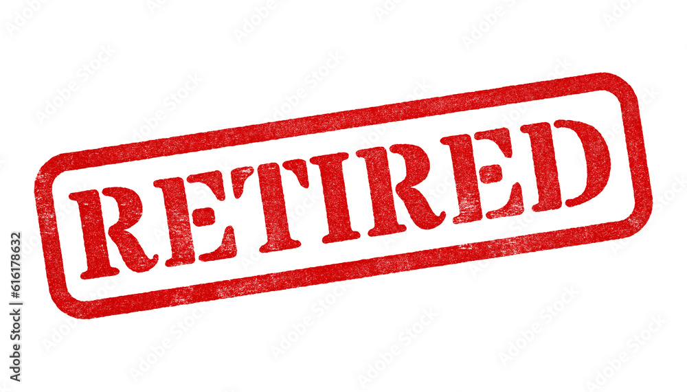 Retired red rubber stamp isolated on transparent background with ...