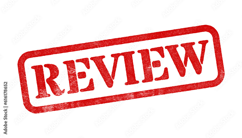 Review red rubber stamp isolated on transparent background with ...