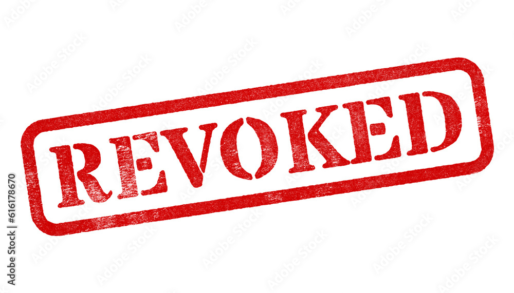 Revoked red rubber stamp isolated on transparent background with ...