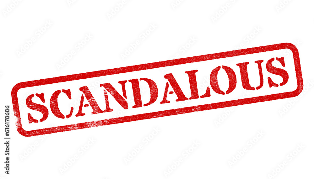 Scandalous red rubber stamp isolated on transparent background with ...