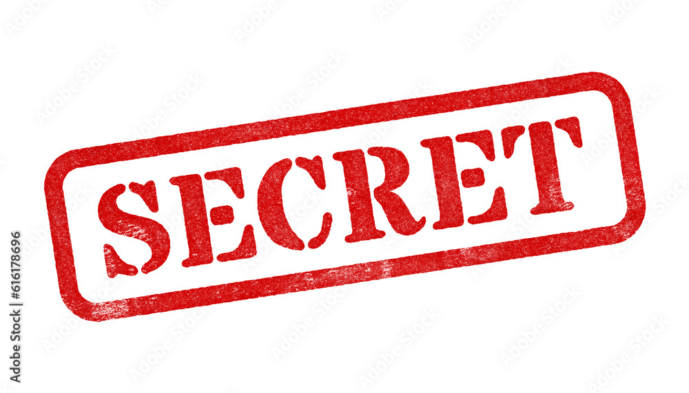 Secret red rubber stamp isolated on transparent background with ...