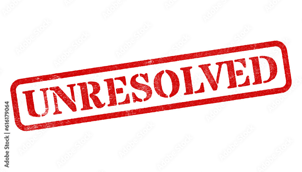 Unresolved red rubber stamp isolated on transparent background with ...