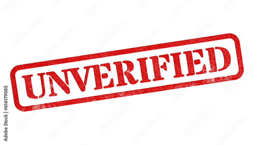Unverified red rubber stamp isolated on transparent background with ...