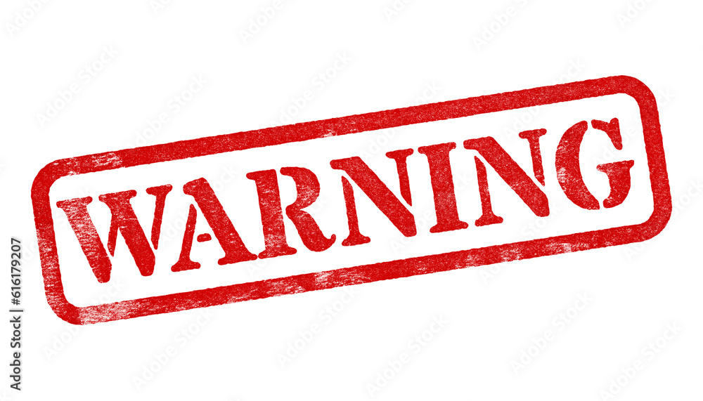 Warning red rubber stamp isolated on transparent background with ...
