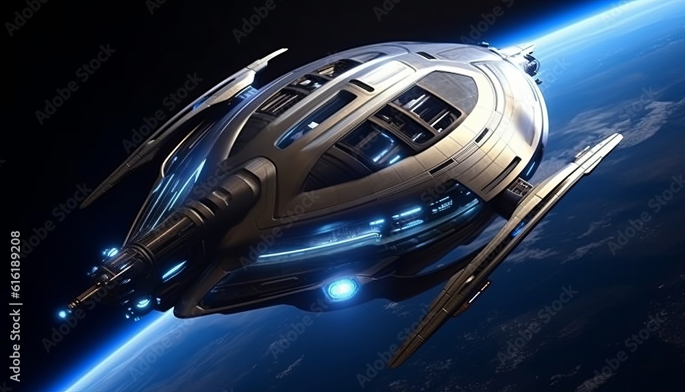 Futuristic Spacecraft Equipped With The Alcubierre Drive As Its Propulsion System Traveling