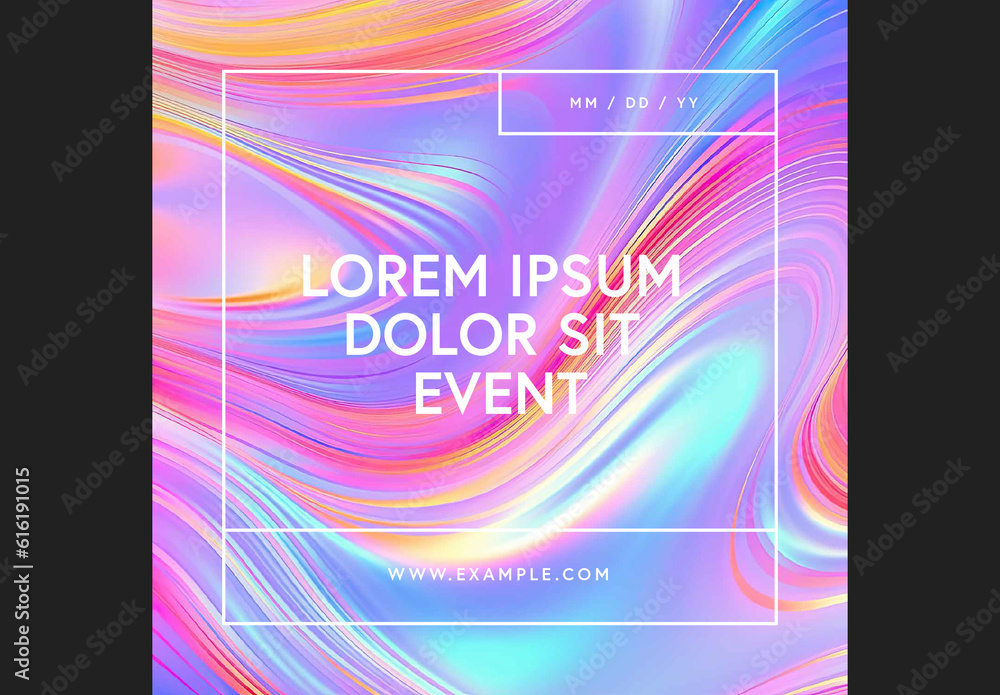 Event Layout For Social Media With Fluorescent Background and ...