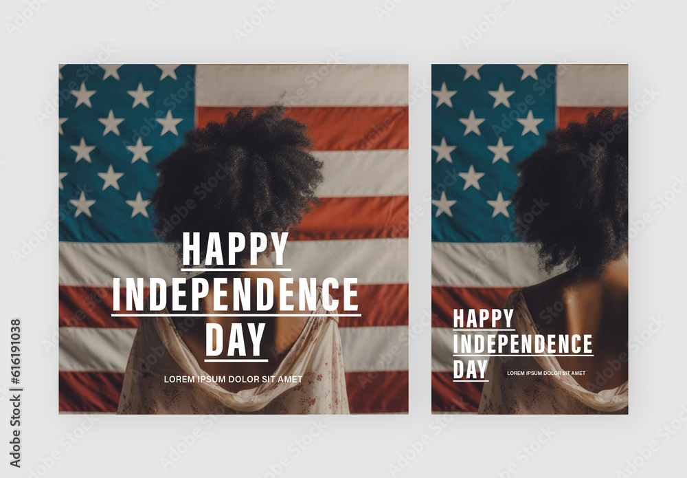 US Independence Day Social Media Layouts With Generative Ai Stock ...