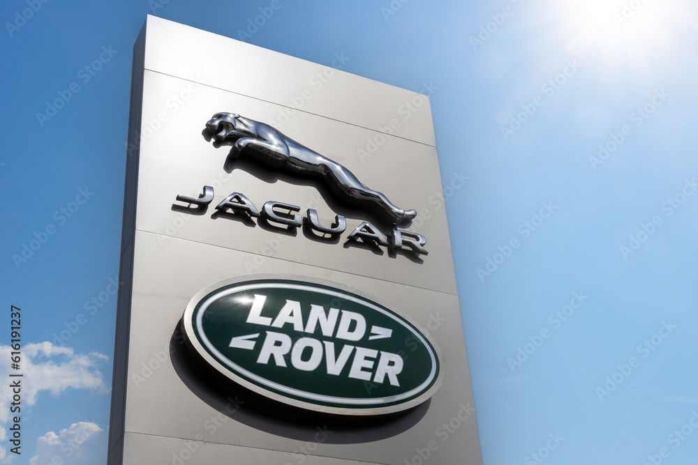 Krasnoyarsk, Russia - May 19, 2022: Jaguar and Land Rover brand logos ...