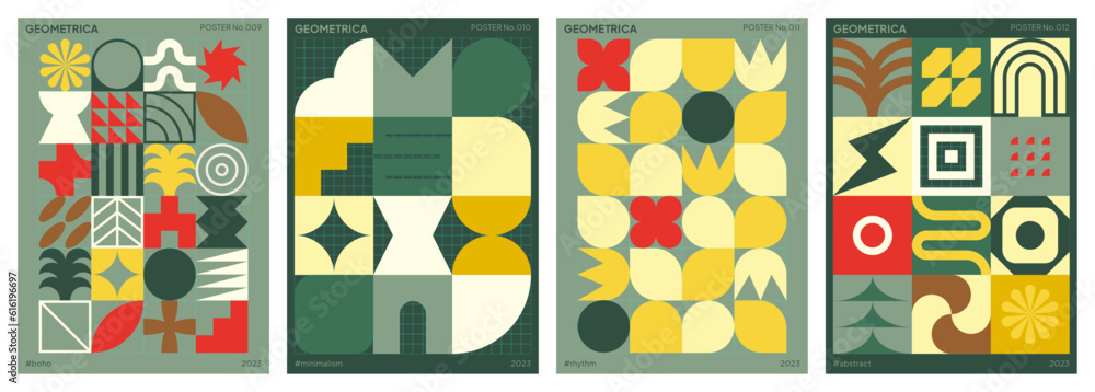 Abstract colorful geometric patterns inspired by Neo Geo art ...