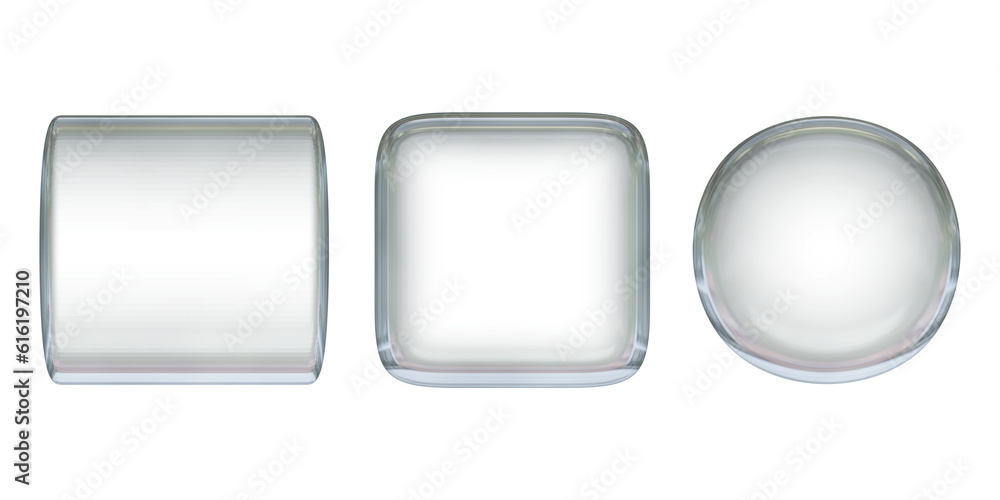 glass buttons or transparent glossy round shapes in 3d rendering Stock ...