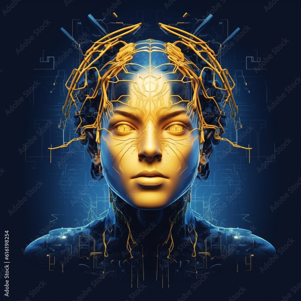 Cyber women head. Cybernetic body. Futuristic profile picture on ...