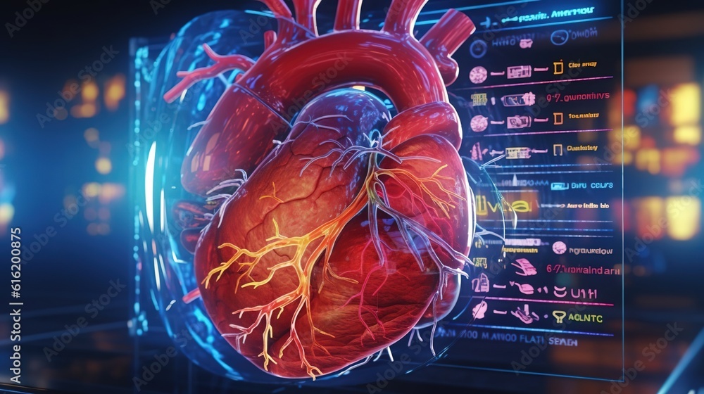 A human heart with the visual notes representations,scientific type of ...
