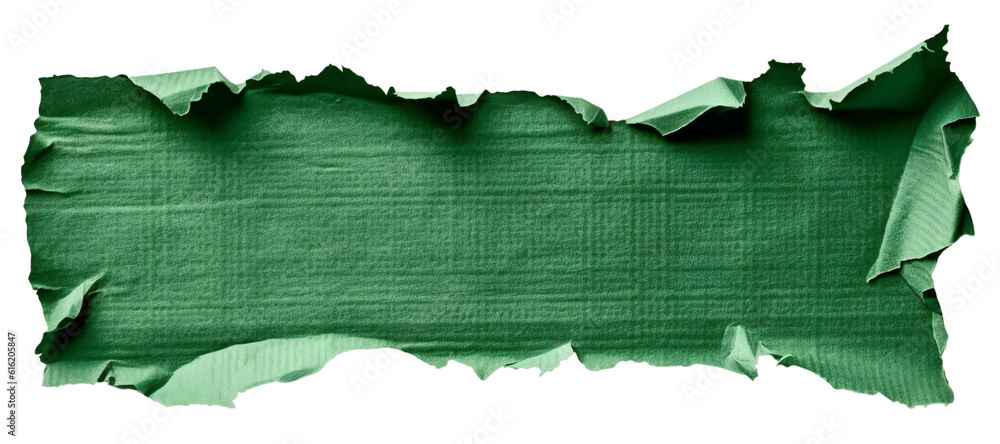 Torn paper. A strip of long, torn, green paper. Isolated on transparent ...