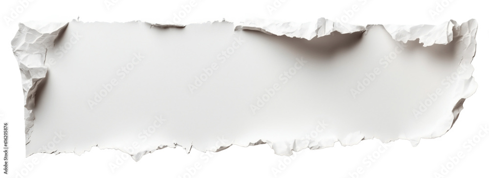 Torn paper. A strip of long, torn, white paper. Isolated on transparent ...