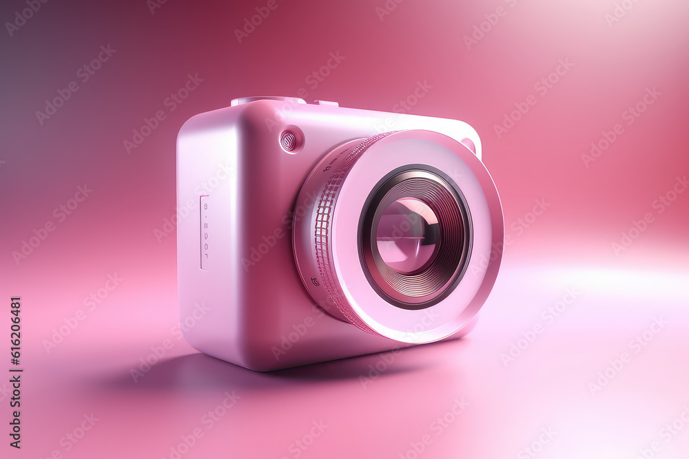 Cute camera ui icon, pink frosted glass plastic style. Simple 3d photo ...