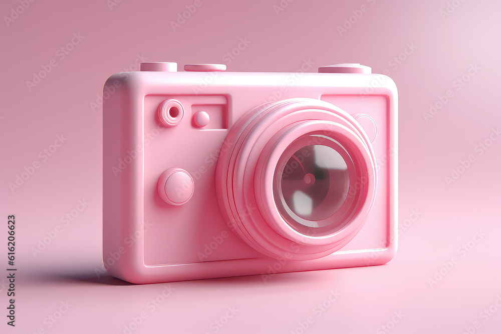 Cute camera ui icon, pink frosted glass plastic style. Simple 3d photo ...