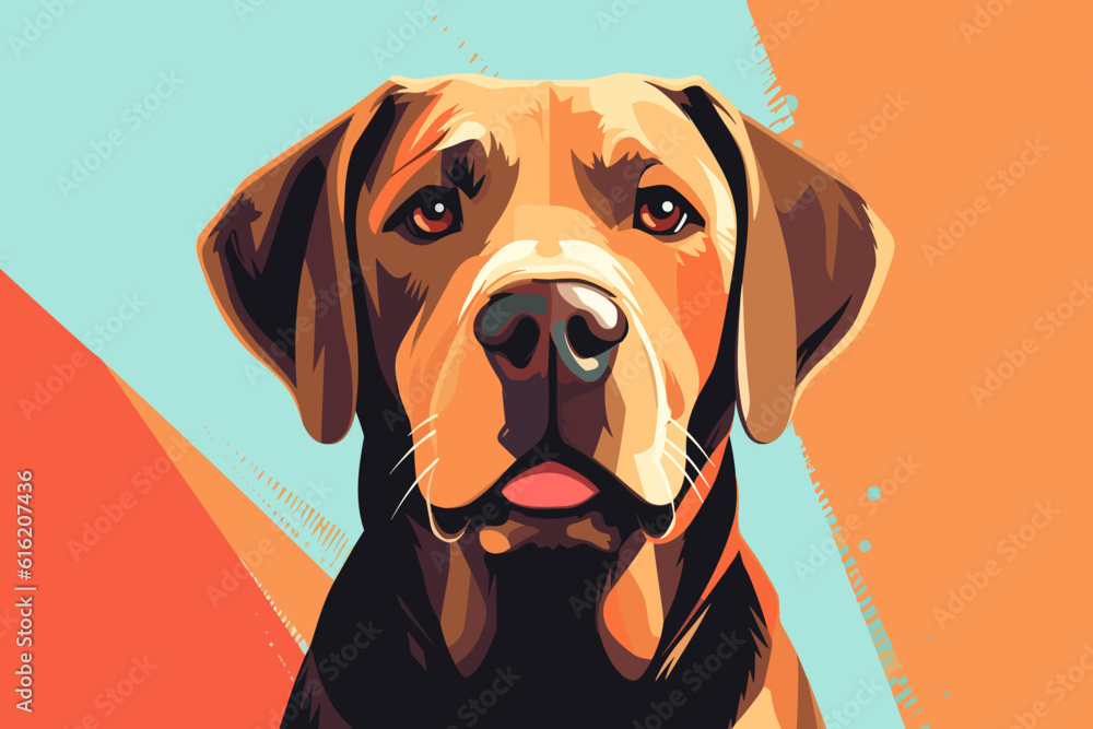 Hand-drawn cartoon Labrador retriever flat art Illustrations in ...