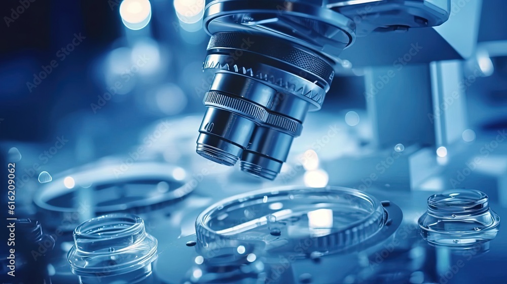 Сloseup of a microscope, scientific type of the background. Created ...