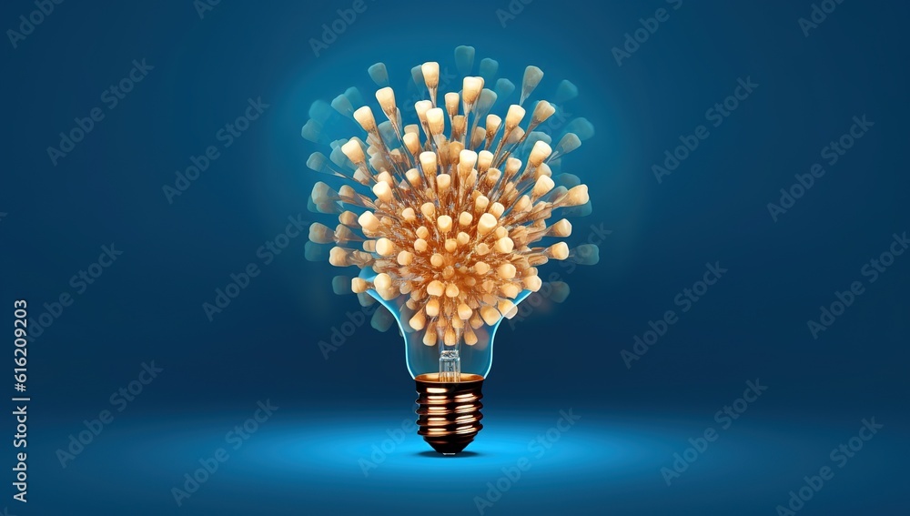 Abstract blue glowing light bulb. Low poly design. Abstract geometric ...