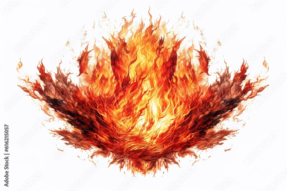 fire drawing isolated on white background. Generated by AI. Stock ...