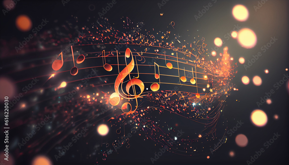 Modern musical background with sparkling notation Ai generated image ...