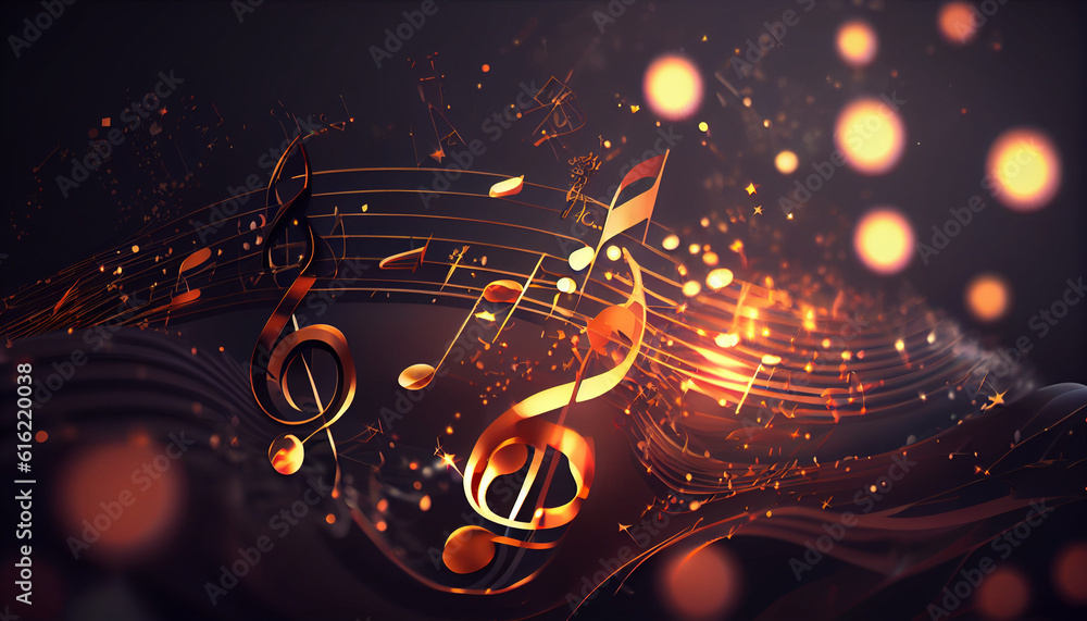 Modern musical background with sparkling notation Ai generated image ...
