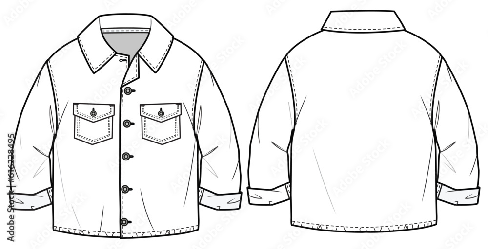 Kids Denim Jacket, Kids Button Down Jackets Front and Back View ...