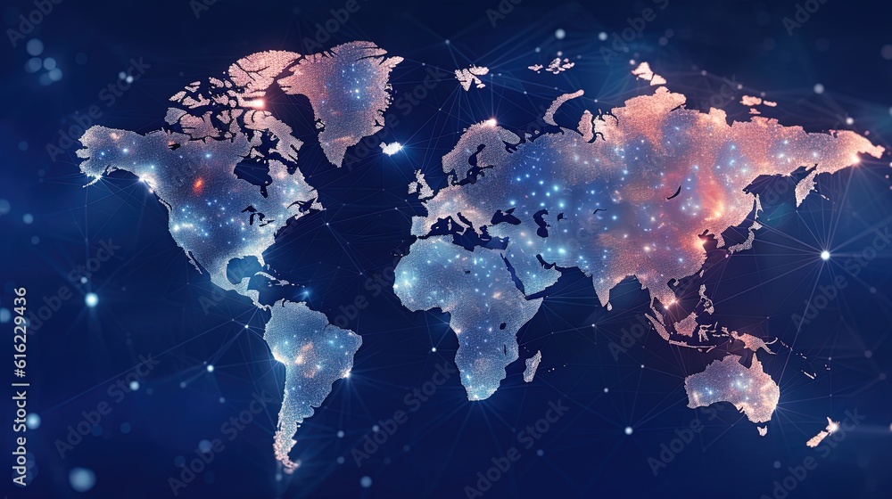 Futuristic background with planet Earth map data network, Generative AI ...