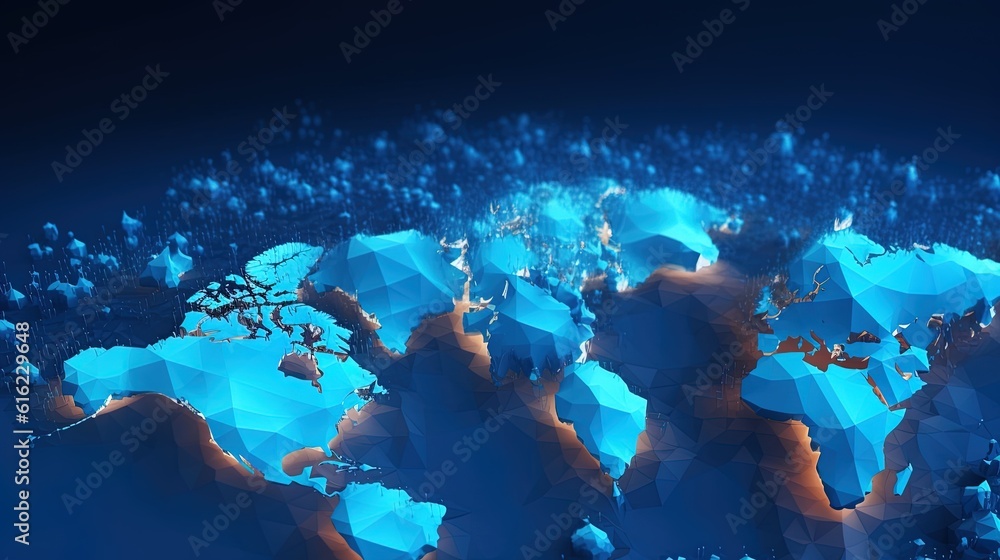 Futuristic background with planet Earth map data network, Generative AI ...