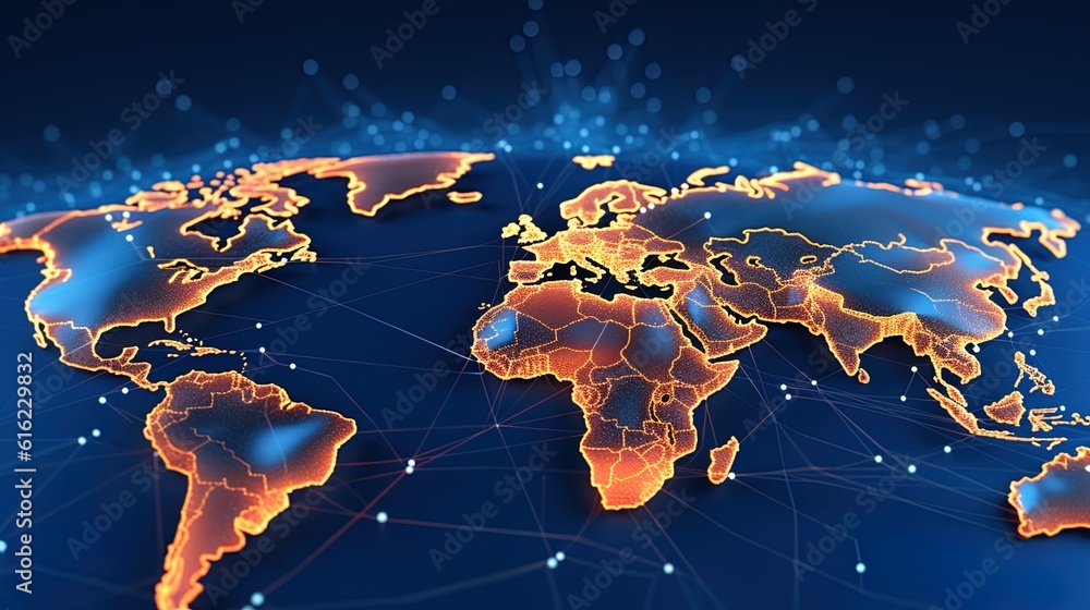 Futuristic background with planet Earth map data network, Generative AI ...