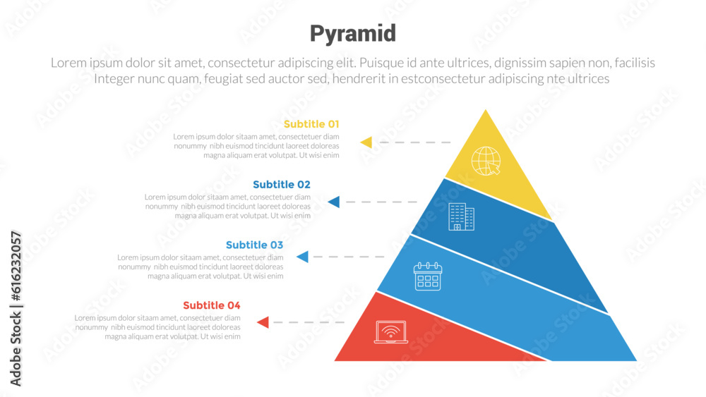 Vetor de pyramid shape triangle stage infographics template diagram ...