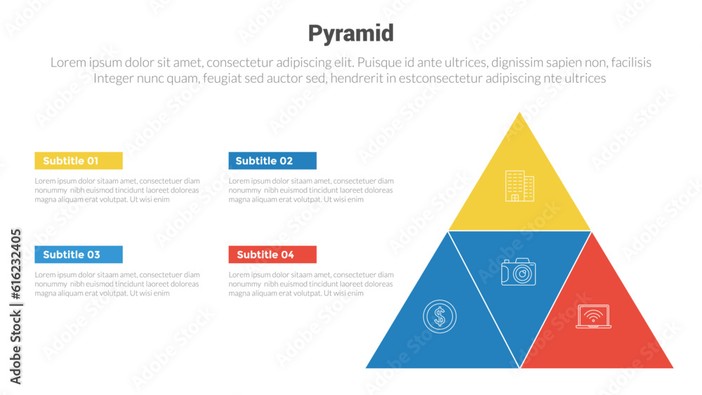pyramid shape triangle stage infographics template diagram with pyramid ...