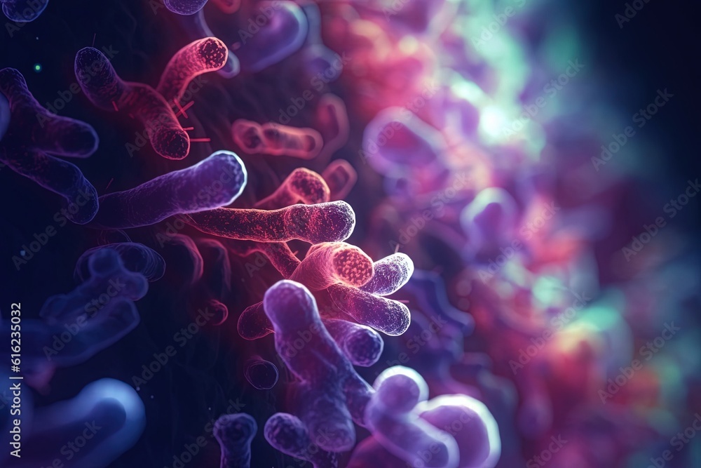 Abstract of different types of bacterial molecules. Created with ...