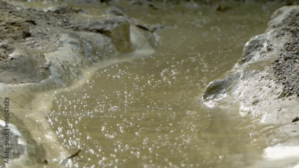 Vidéo Stock Closeup view of dirty river water with mud during flooding ...
