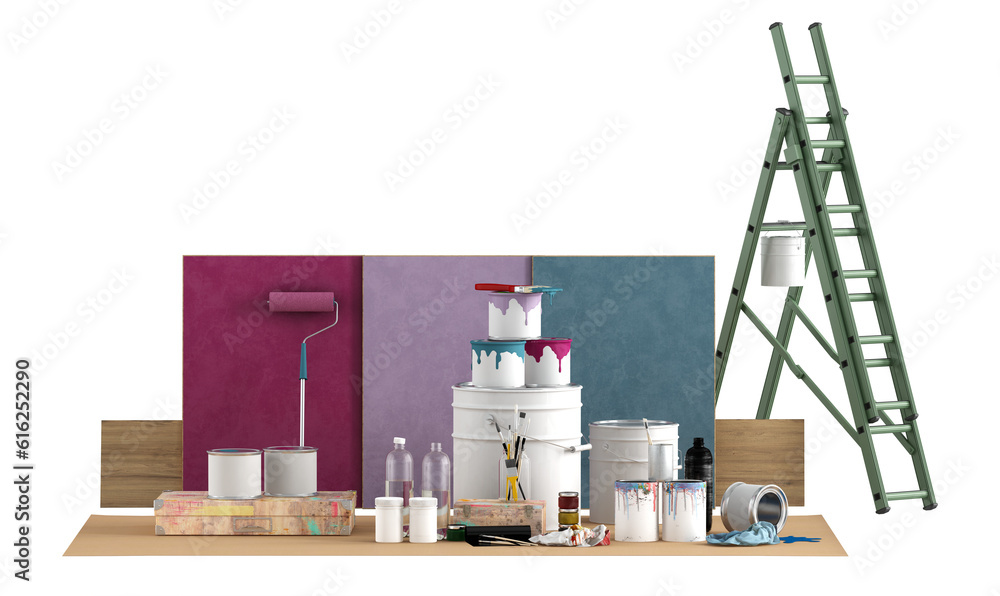 Tools to select color swatches to paint walls with green scale with ...