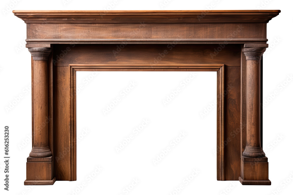 fireplace mantel isolated on a transparent background, generative ai ...