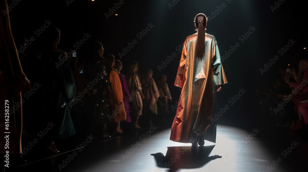 High - end fashion show runway, ultra - realistic, detailed textures ...