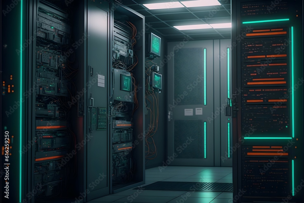 Server room interior. Realistic, highly detailed, rendered octane ...
