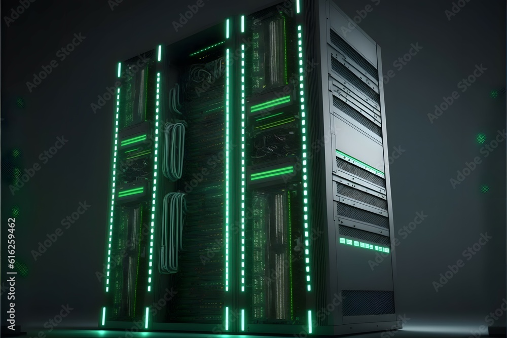 Server racks in server room data center. Realistic, highly detailed ...