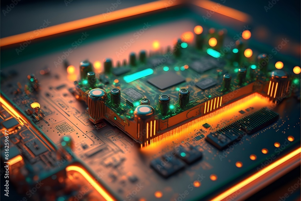 Printed circuit board futuristic server Circuit board futuristic server ...