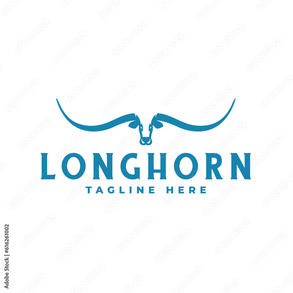 Texas Longhorn, Country Western Bull Cattle Vintage Label Logo Design ...