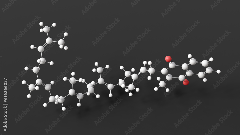 menaquinone molecule, molecular structure, vitamin k2, ball and stick ...