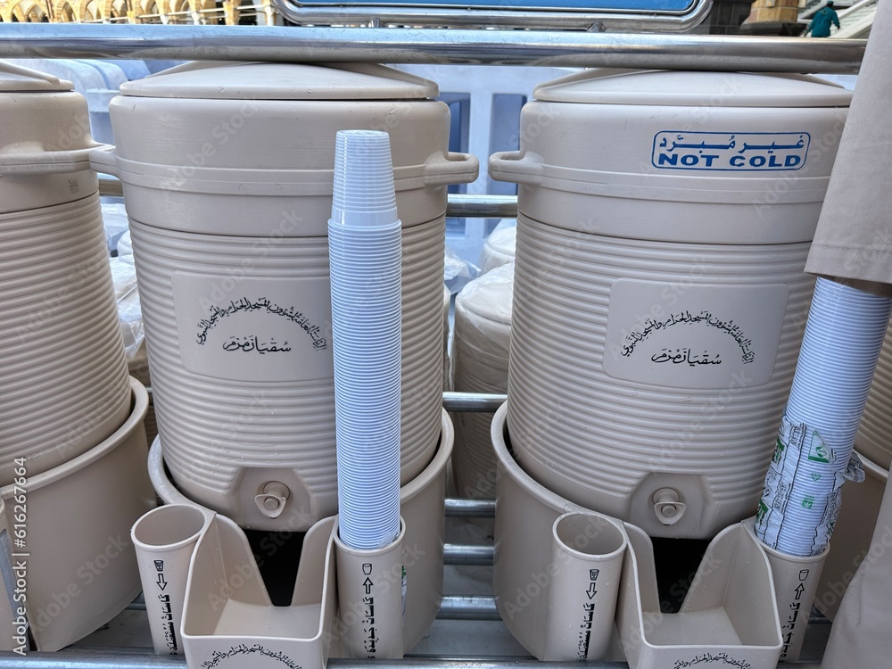 Mecca Saudi Arabia - Mar 17 2023: Zamzam or Zam-zam water barrels - zam ...