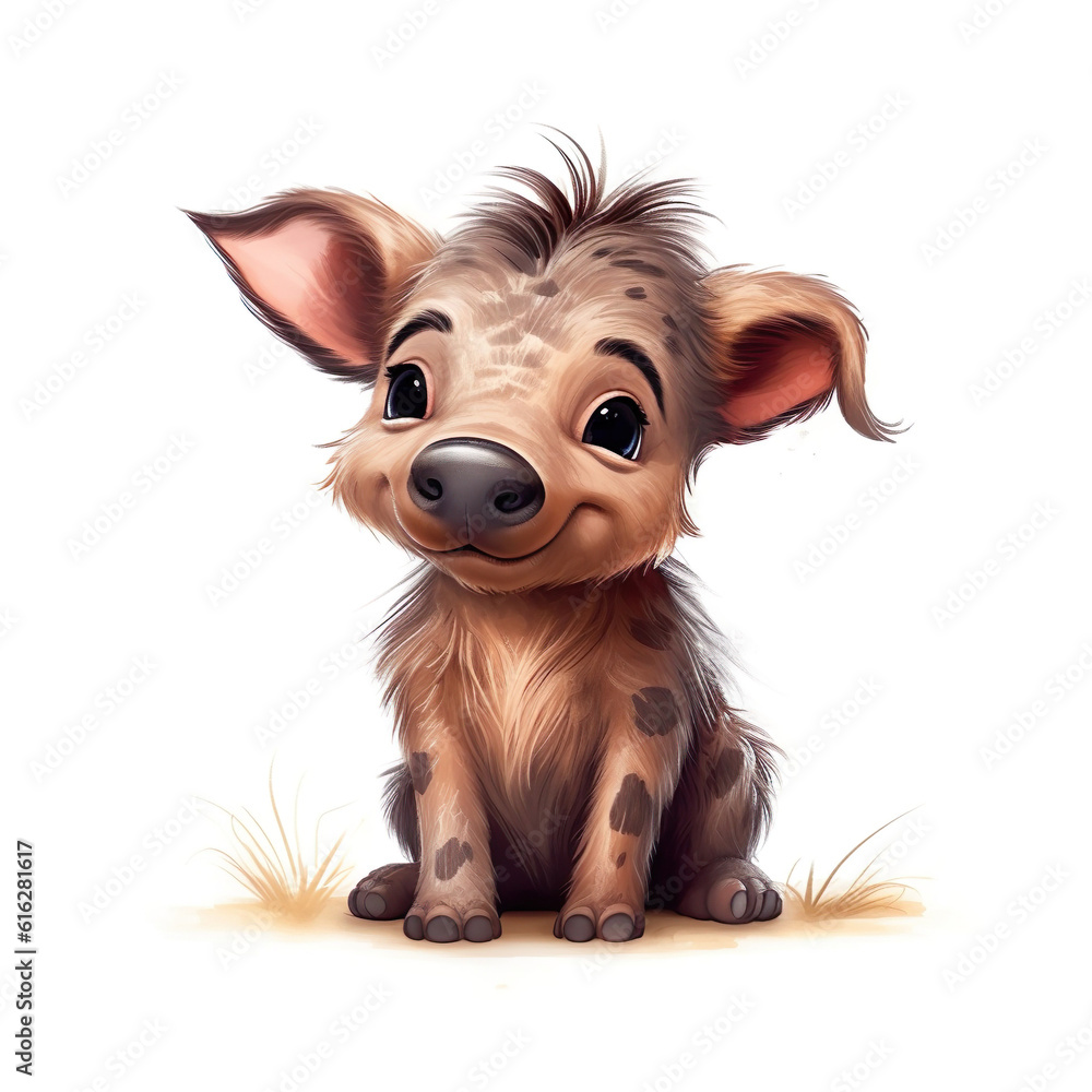 Cute little wild boar baby pig character cartoon drawing photo ...