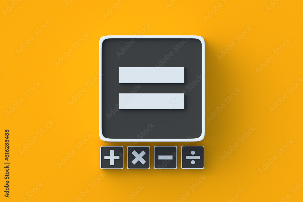 Exams at school. Mathematical symbols on buttons. Plus, minus, multiply ...